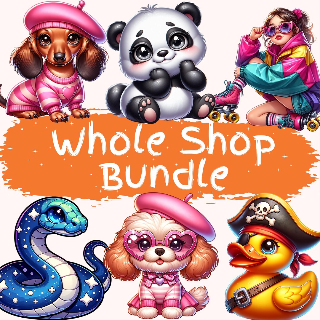 Whole Shop Clipart Bundle Lifetime Access PNG Bundle Cute Cartoon ...