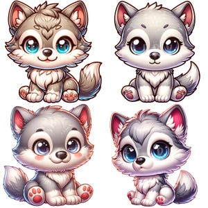Baby Wolf Clipart Bundle 15 PNG Transparent High Quality Files Wolf ...