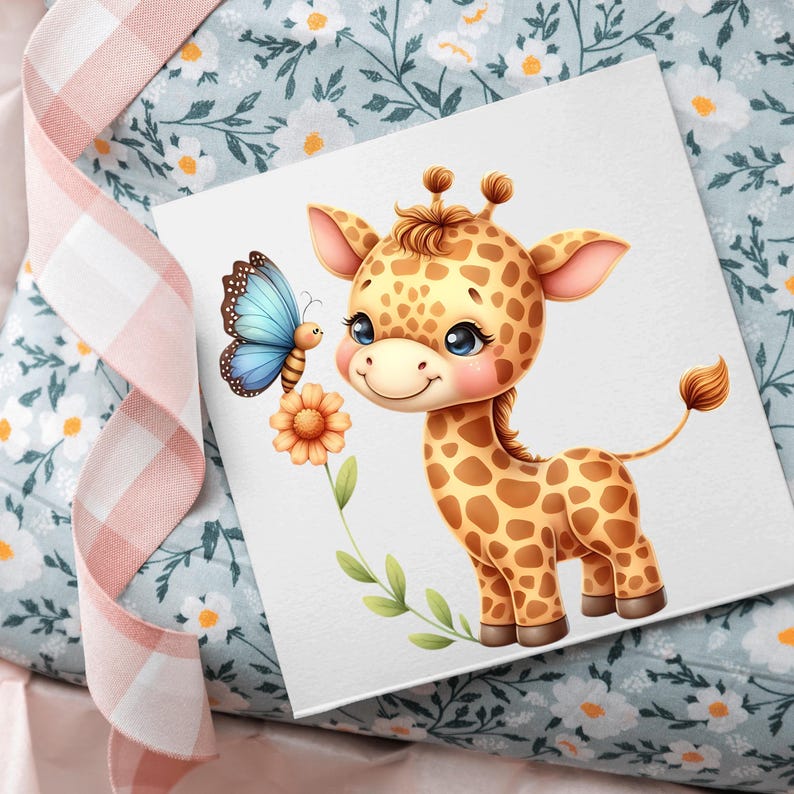 Little Giraffe Clipart Bundle 15 PNG High Quality Watercolor Safari ...