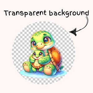 Mama Turtle Clipart Bundle 15 PNG Cute Watercolor Baby Turtle Digital ...