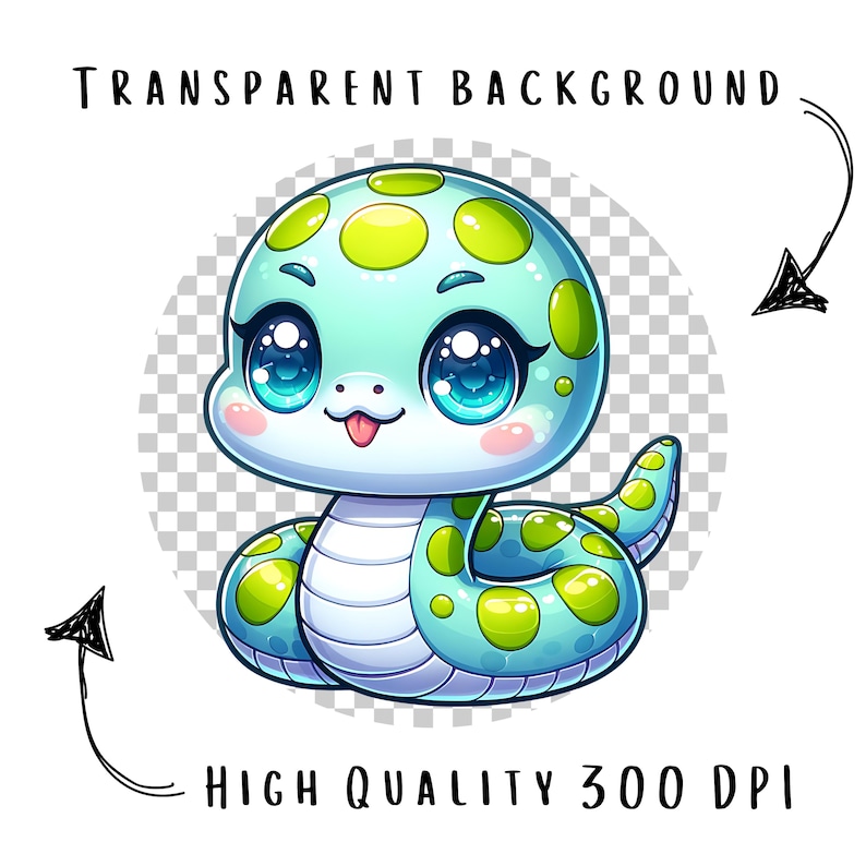 Cute Snake Clipart Bundle 15 High Quality PNG Files Cute Reptile Clip ...