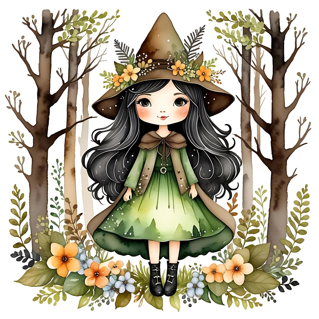 15 JPG Little Forest Witch Clipart Bundle High Quality Digital Paper ...