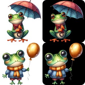 Funny Frog Clipart Bundle 15 PNG Watercolor Cute Quirky Frog Lover ...