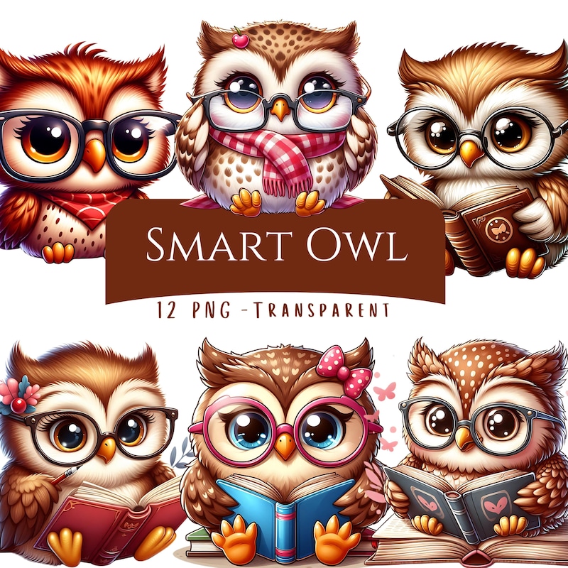 Cute Owls Clipart - Etsy