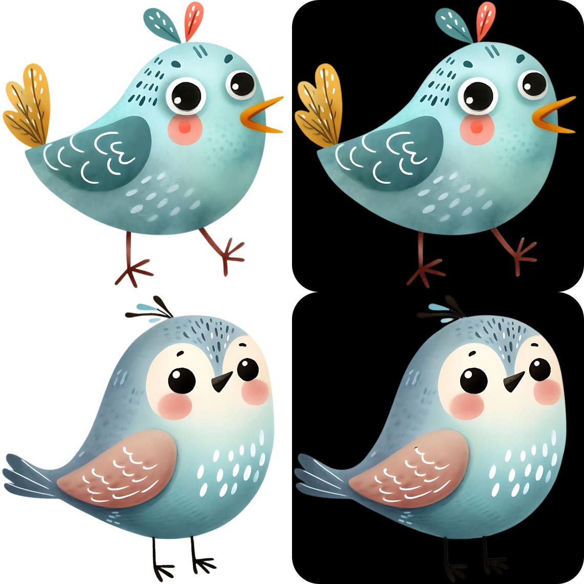 Little Birdy Clipart Bundle 15 PNG Watercolor Cute Bird Digital ...