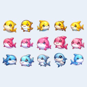 Baby Shark Clipart Bundle 15 PNG Cute Shark Clip Art for Teachers ...