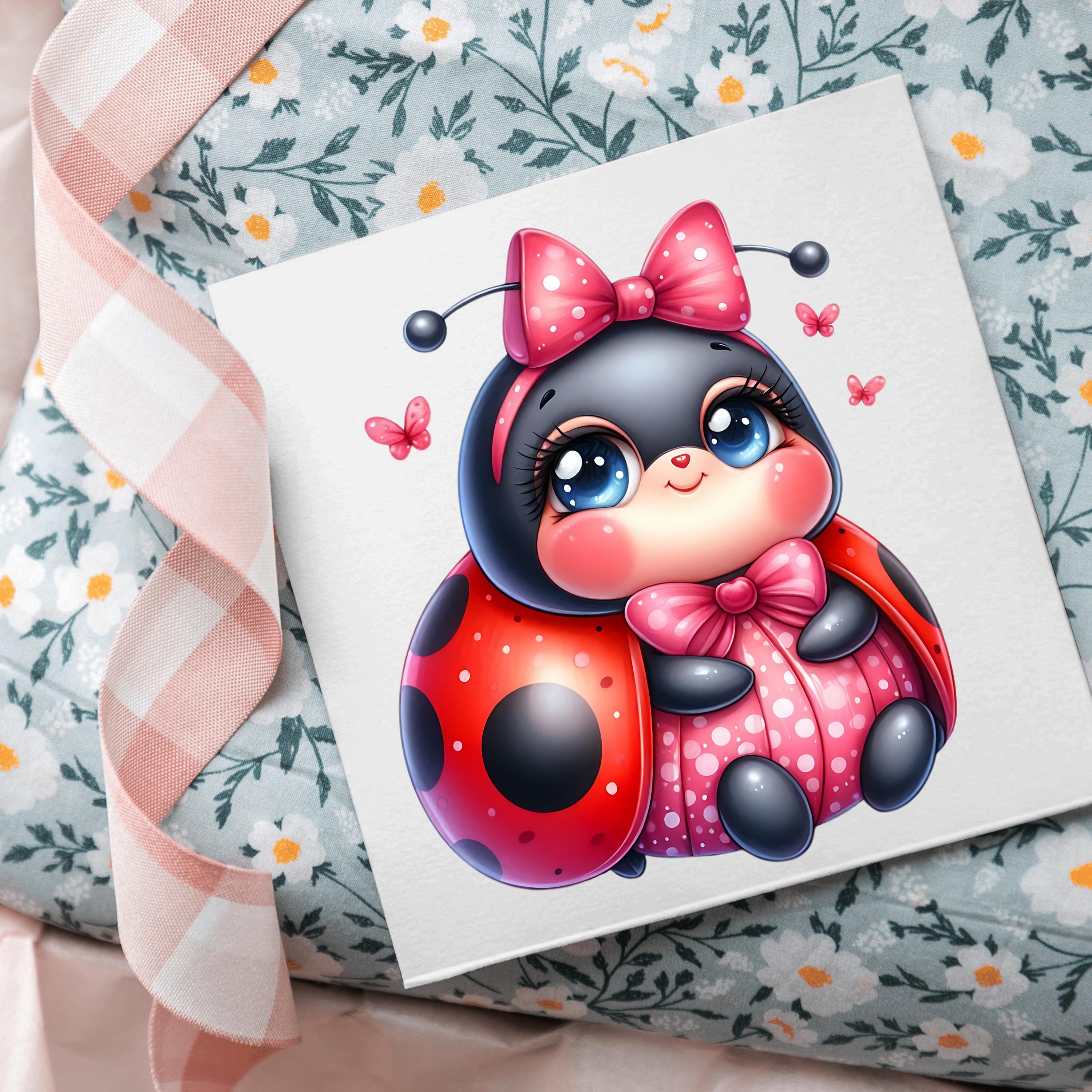 Little Ladybug Clipart Bundle 15 PNG High Quality Cartoon Cute Ladybug ...