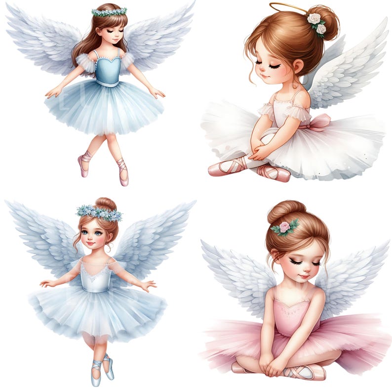 Angel Ballerina Clipart Bundle 15 PNG High Quality Watercolor Balet ...