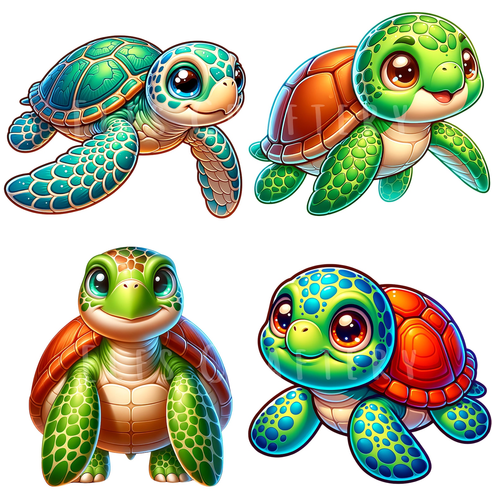 Cute Turtle Clipart Bundle 12 PNG Turtle Digital Clip Art Reptile Png ...