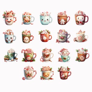 Cozy Christmas Mug Clipart Bundle 18 PNG Digital Download Files Cute ...