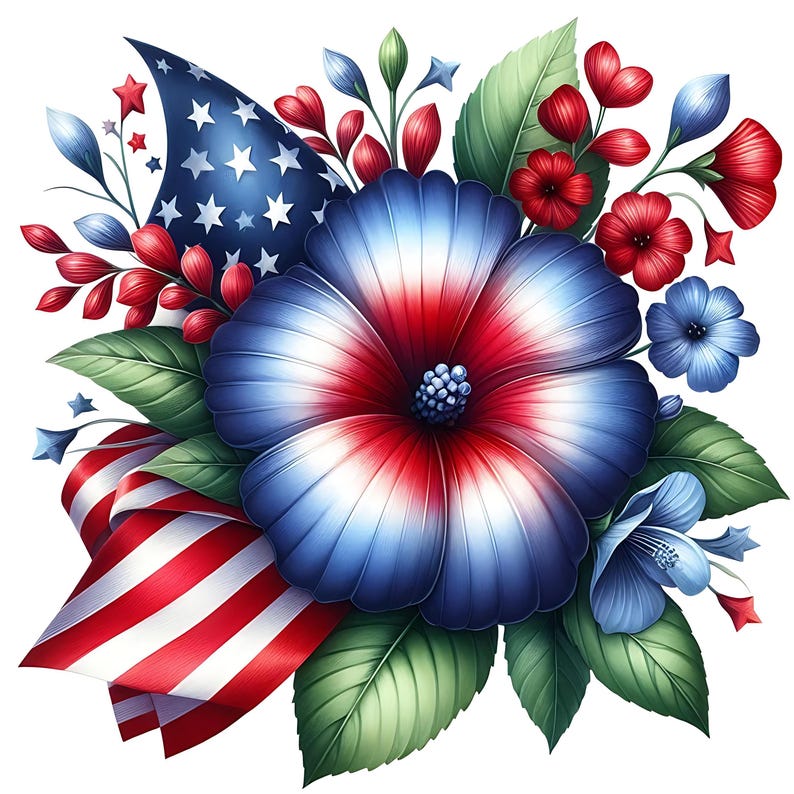 20 JPG Patriotic Flowers Clipart Bundle Watercolor Floral 4th of July ...