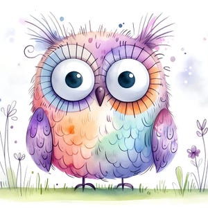 15 JPG Little Whimsy Owl Clipart Bundle Watercolor Cute Pastel Quirky ...