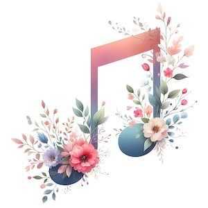 15 JPG Pastel Floral Music Notes Digital Art Bundle Beautiful ...