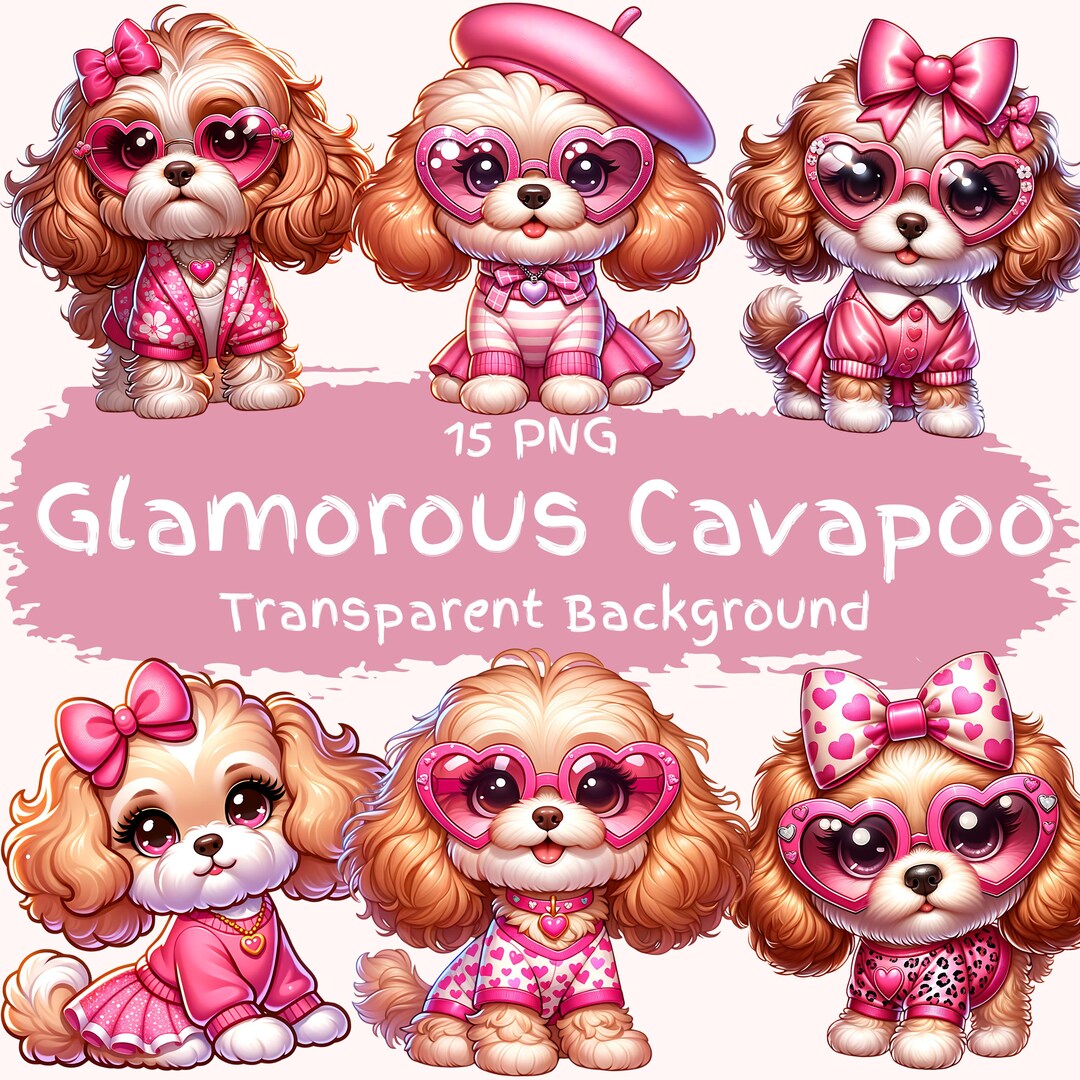 Glamorous Cavapoo Clipart Bundle 15 PNG High Quality Digital Download ...