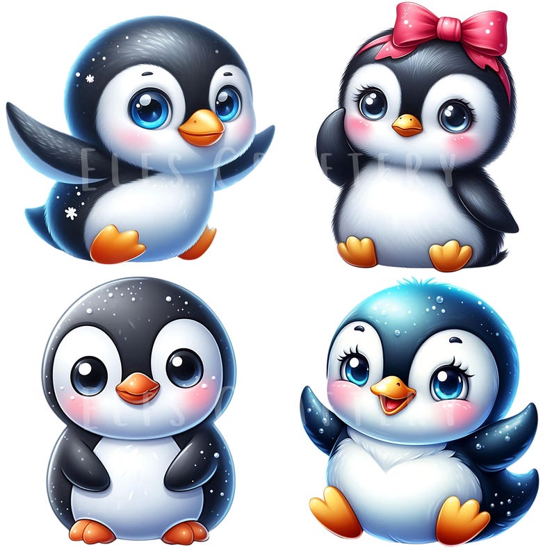 Cute Penguin Clipart Bundle 15 PNG Penguin Digital Clip Art Cute Artic ...