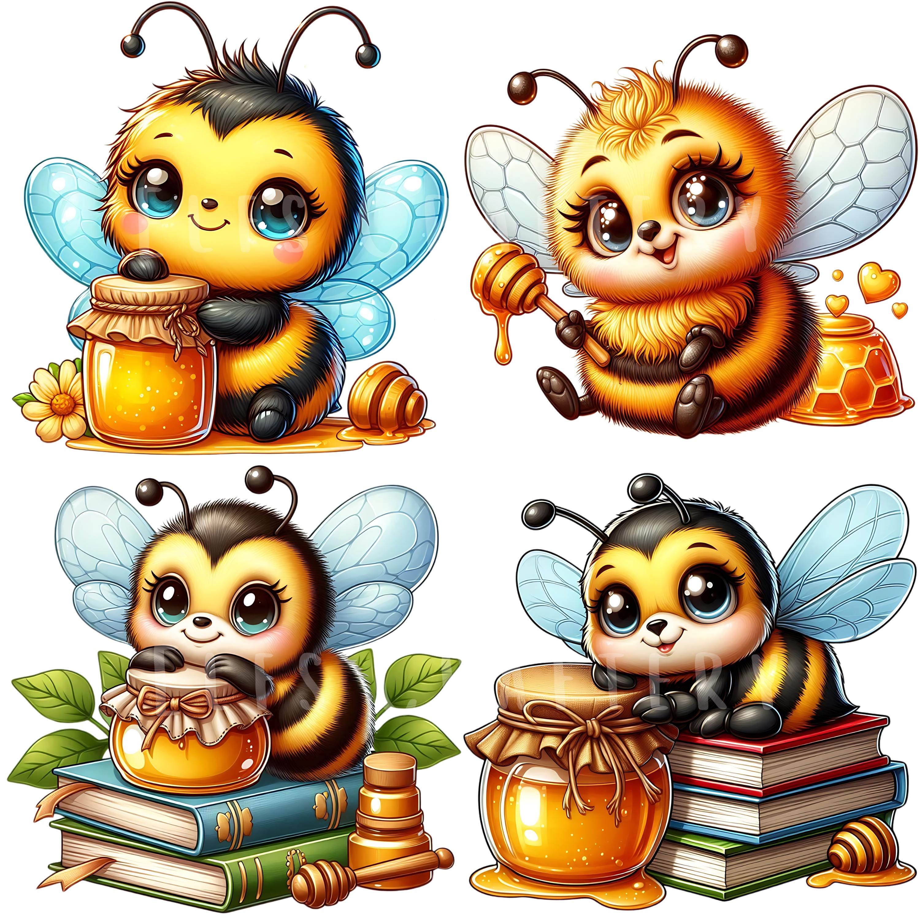 Baby Bee Clipart Bundle 12 PNG High Quality Watercolor Honey Bumble Bee ...