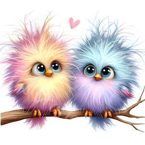 15 JPG Quirky Love Birds Clipart Bundle Watercolor Whimsical Quirky ...