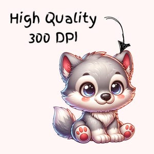 Baby Wolf Clipart Bundle 15 PNG Transparent High Quality Files Wolf ...