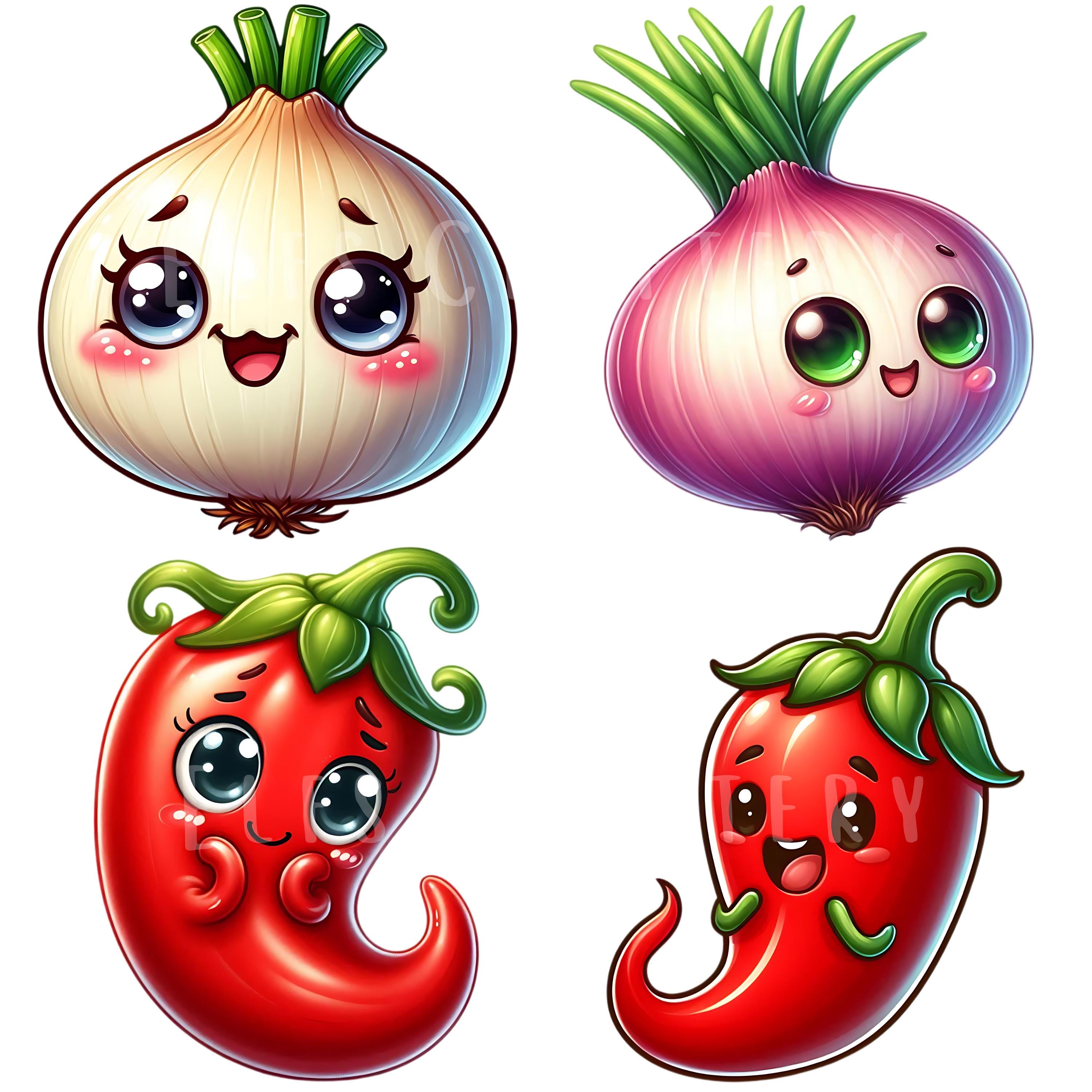 Cute Vegetables Clipart Bundle 28 PNG Happy Vegetable Faces Printable ...