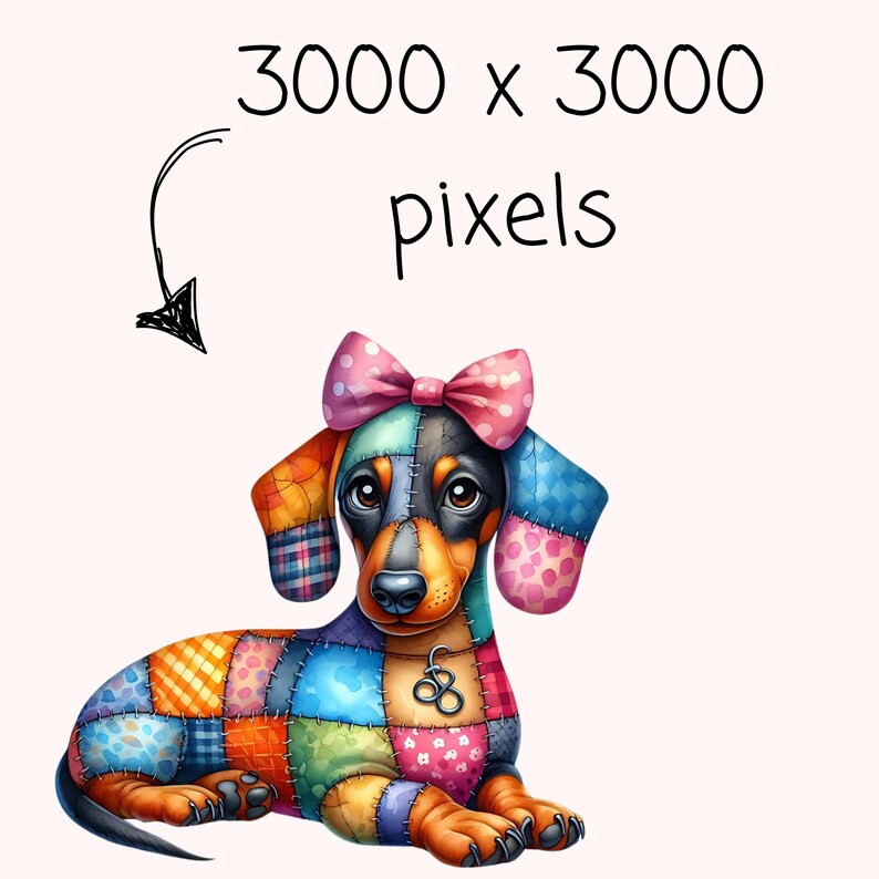 Patchwork Dachshund Clipart Bundle 15 PNG High Quality Cute Quilted Weiner Dog Digital Download ...