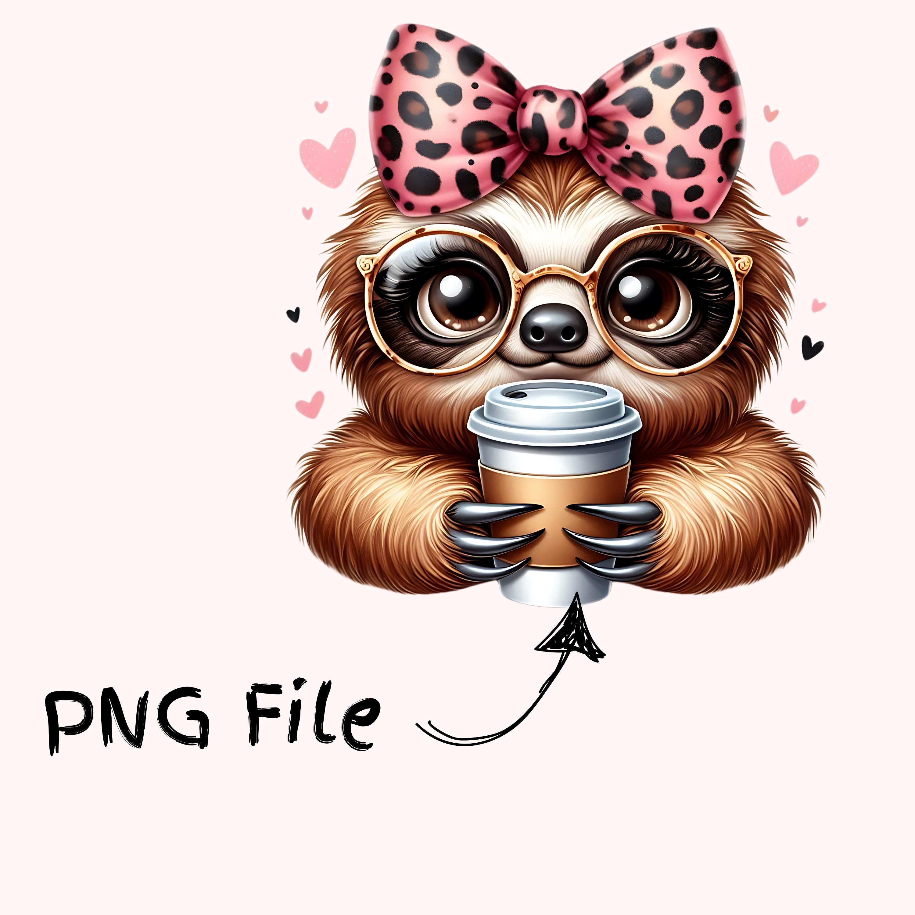 Cute Sloth Girl Clipart Bundle 12 PNG High Quality Watercolor Coquette ...