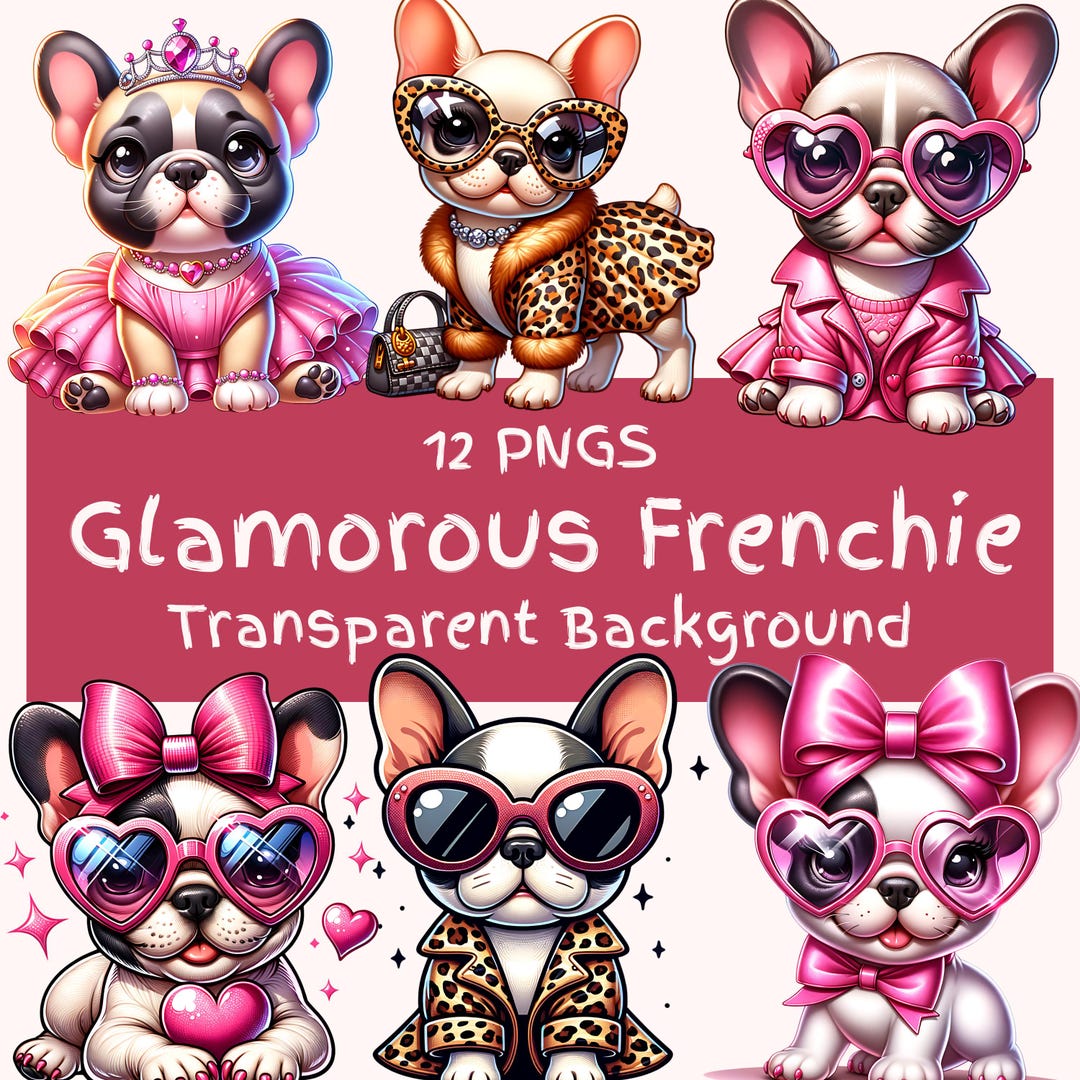 Glamorous Frenchie Clipart Bundle 12 PNG Digital Download Files French ...
