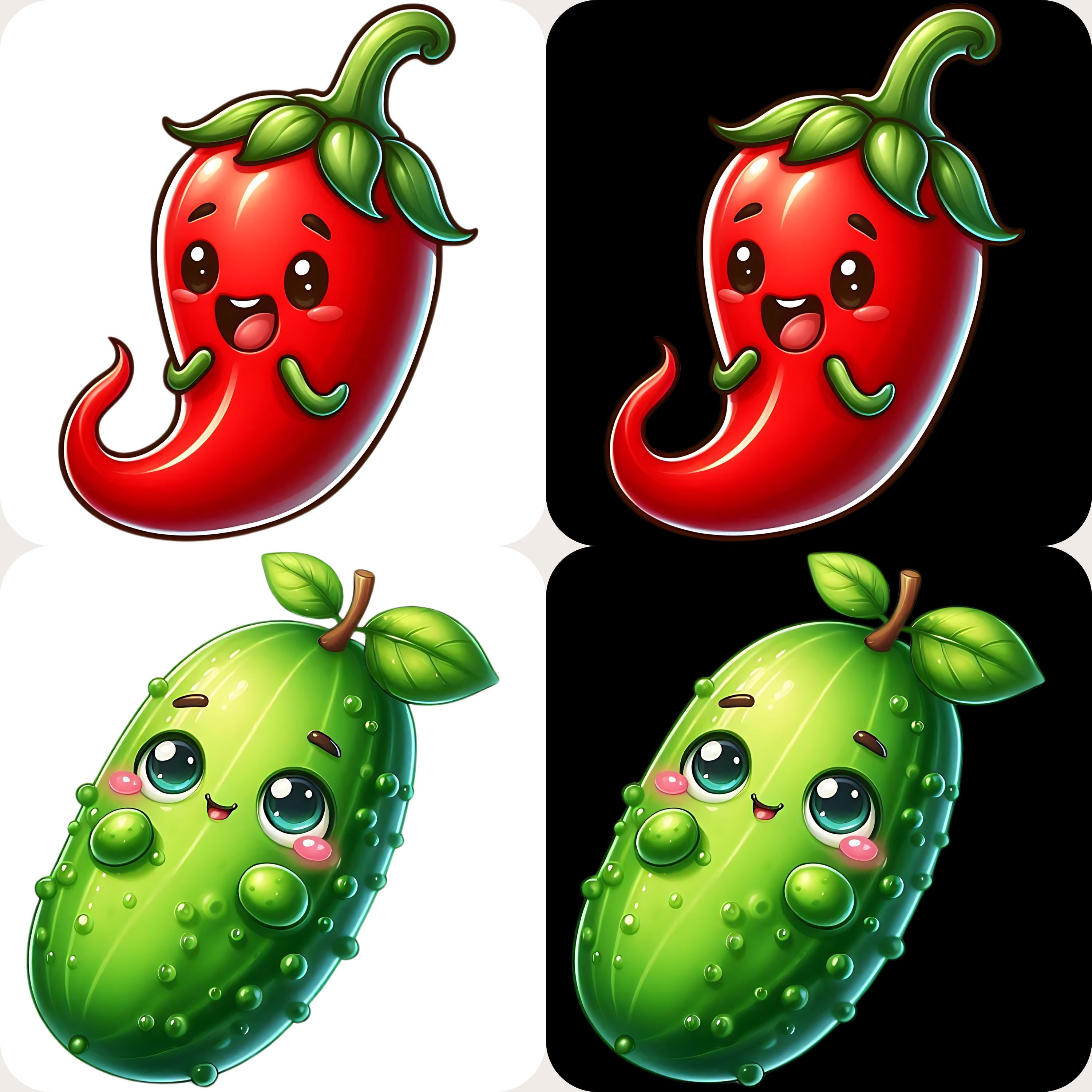 Cute Vegetables Clipart Bundle 28 PNG Happy Vegetable Faces Printable ...