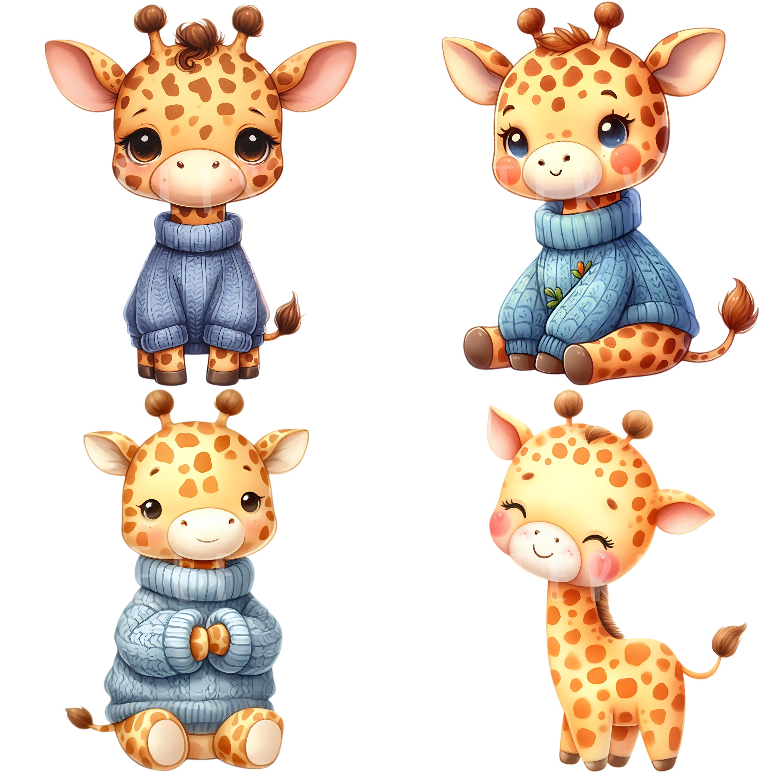 Little Giraffe Clipart Bundle 15 PNG High Quality Watercolor Safari ...