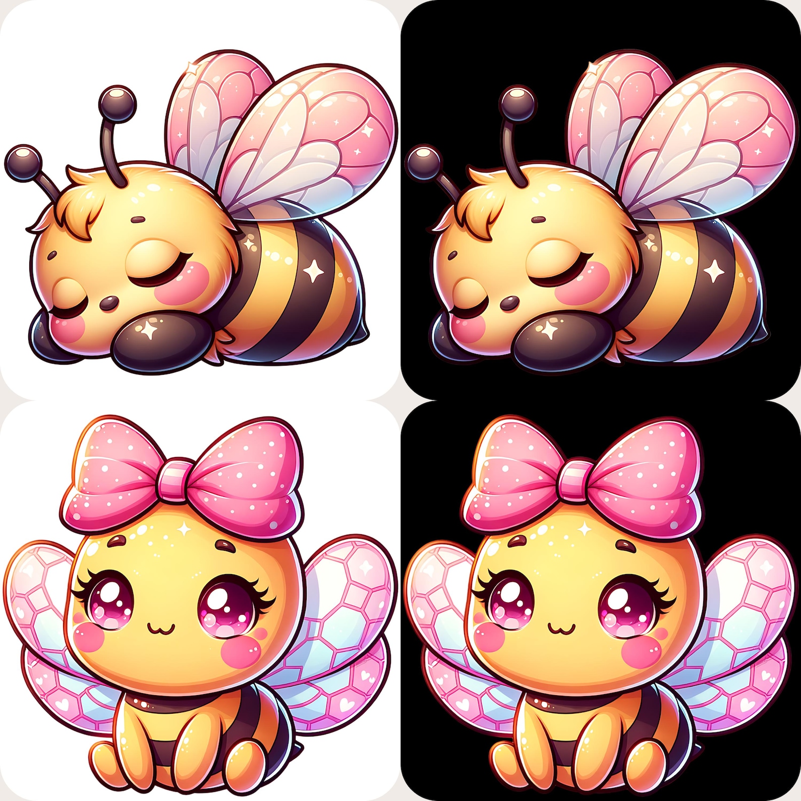 Pink Baby Bee Clipart Bundle 15 PNG High Quality Cartoon Soft Pink ...