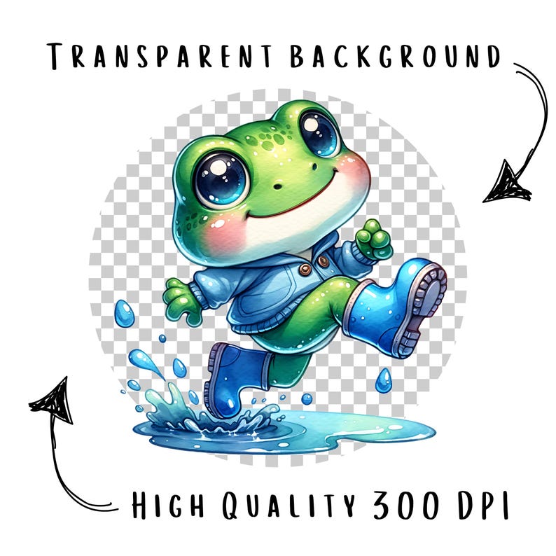 Rainy Day Frog Clipart Bundle 15 PNG High Quality Watercolor Frog ...