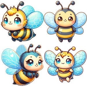 Blue Baby Bee Clipart Bundle 15 PNG High Quality Cartoon Soft Blue Boy ...
