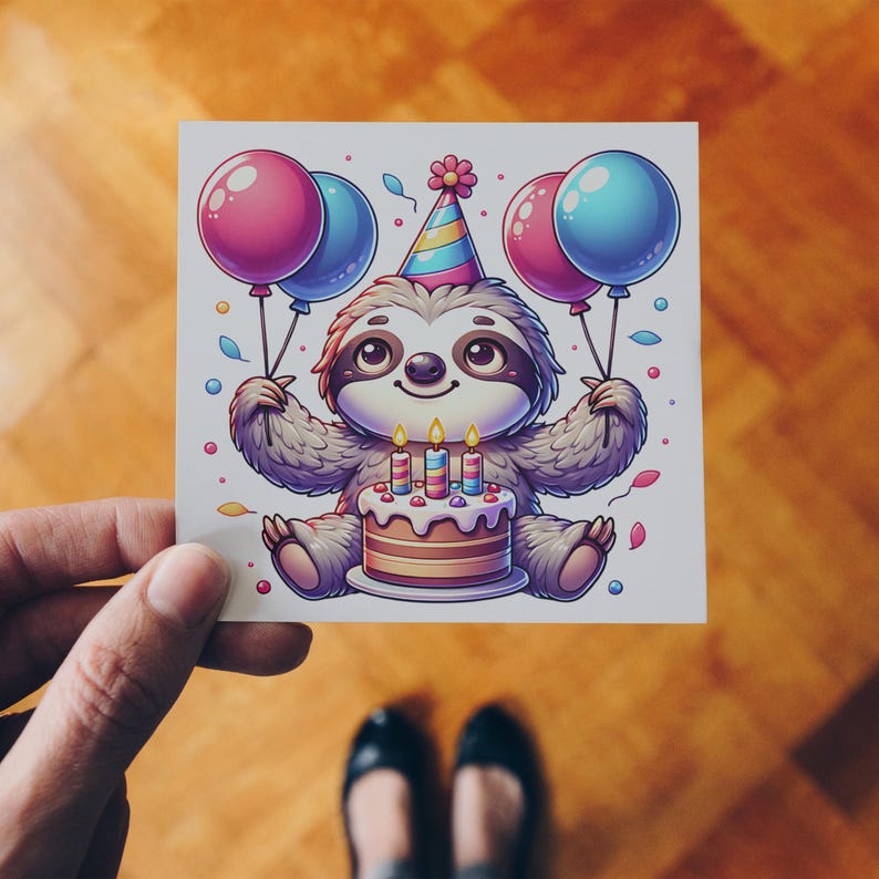 Birthday Sloth Clipart Bundle 15 PNG Cute Birthday Animal Digital Art ...