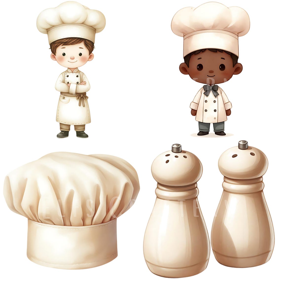 Beige Bakery Clipart Bundle 38 PNG High Quality Watercolor Neutral ...