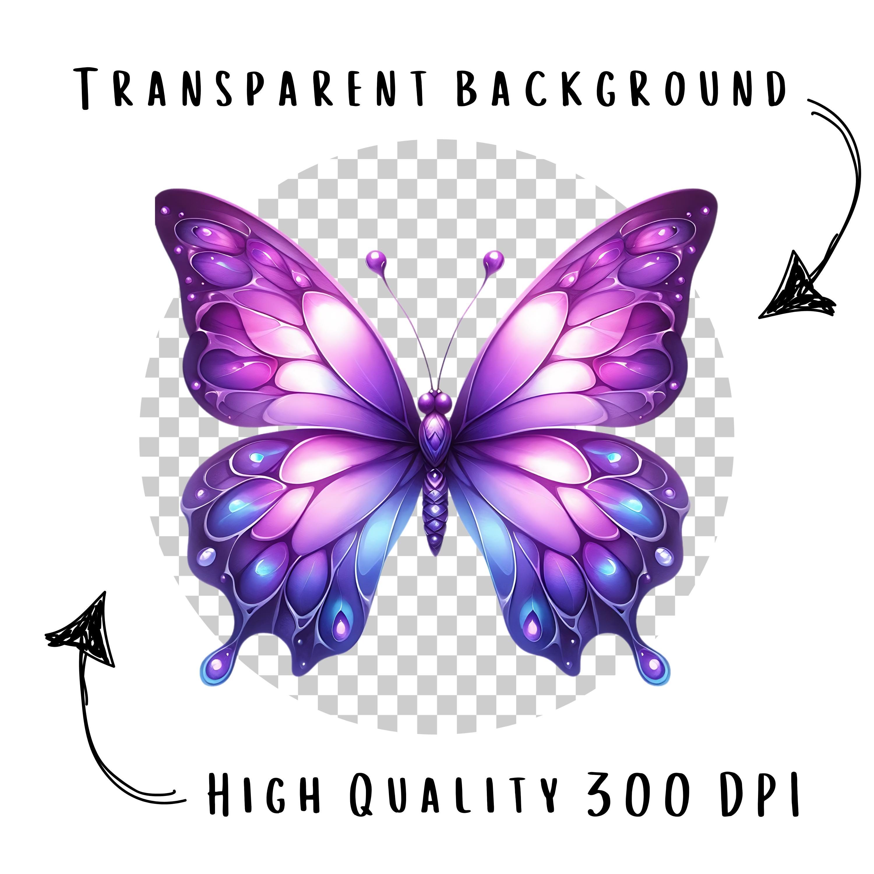 Purple Butterfly Clipart Bundle 15 PNG High Quality Watercolor Cute ...