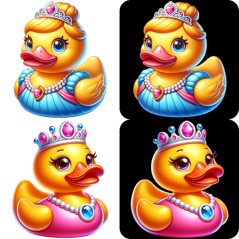 Princess Rubber Ducky Clipart Bundle 15 PNG Cute Duck Paper Crafts ...