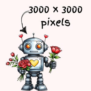 Love Robot Clipart Bundle 15 PNG Watercolor Robot Digital Art Bundle ...