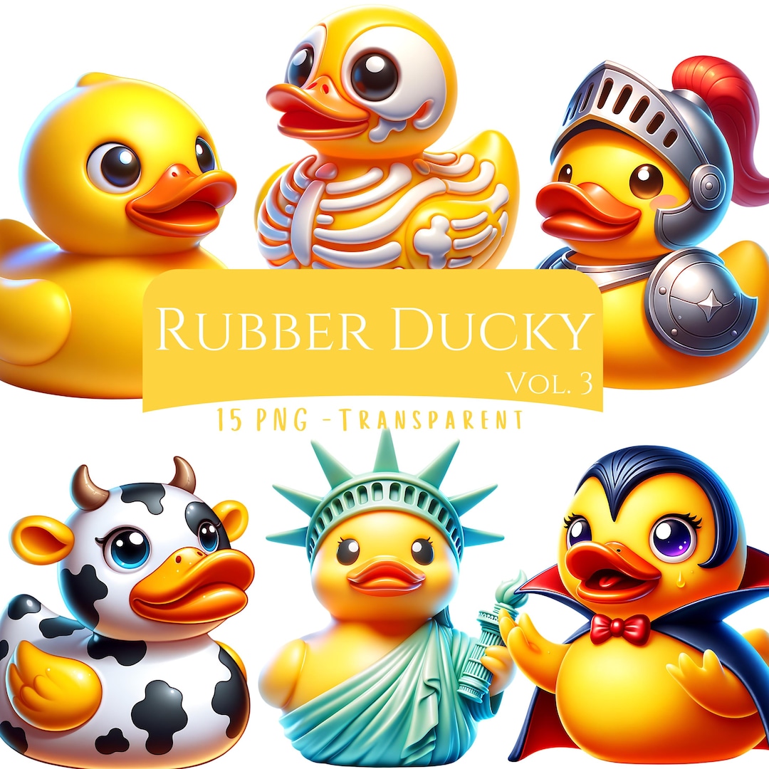 Rubber Ducky Clipart Bundle 15 PNG High Quality Cartoon Jeep Duck Files ...