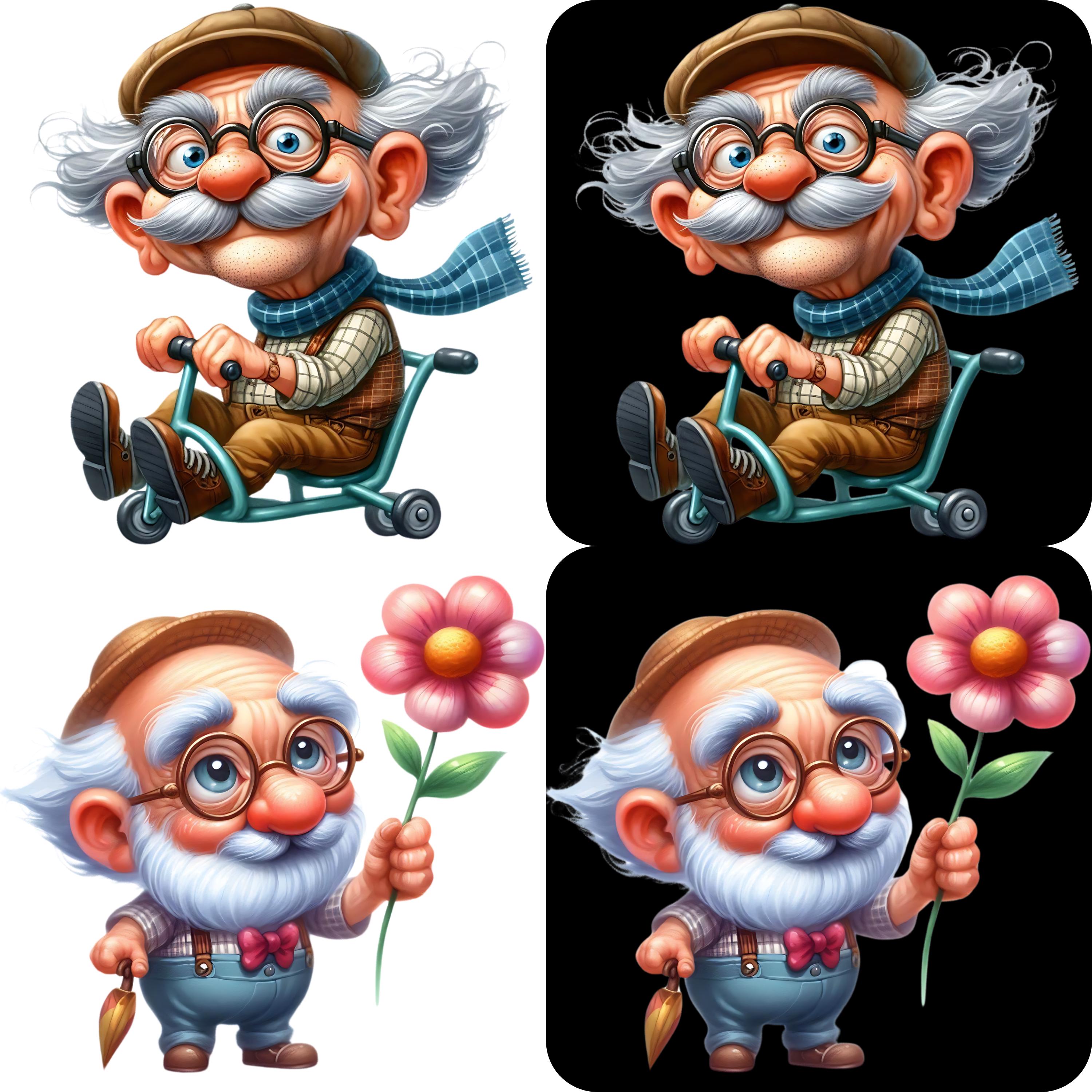Funny Grandpa Clipart Bundle 15 PNG High Quality Watercolor Cute Quirky ...