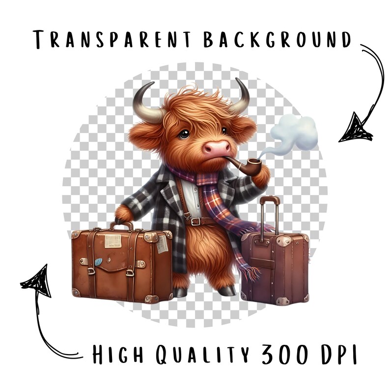 Funny Highland Cow Clipart Bundle 15 PNG Watercolor Cute Quirky Long ...