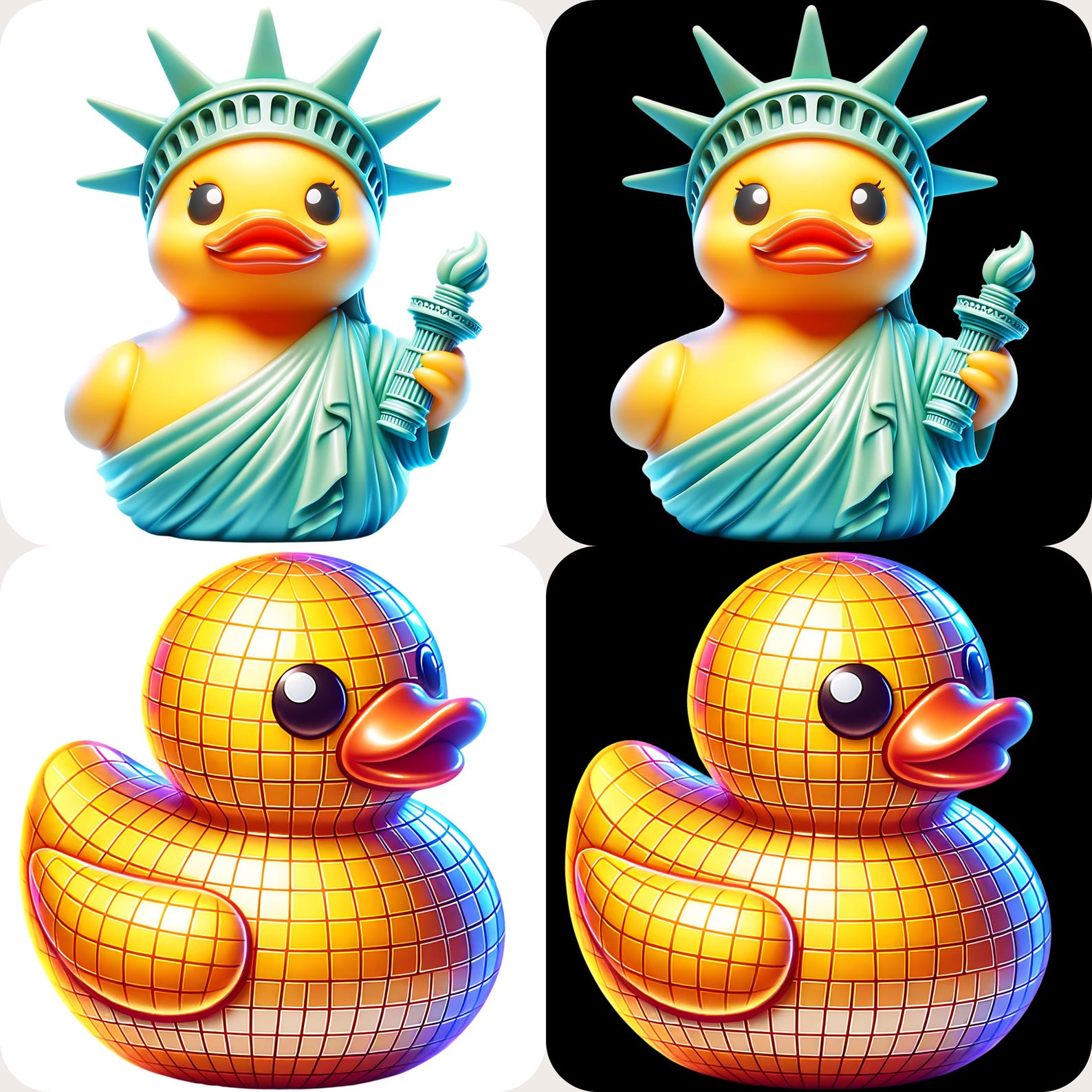 Rubber Ducky Clipart Bundle 15 PNG High Quality Cartoon Duck Files Cute ...
