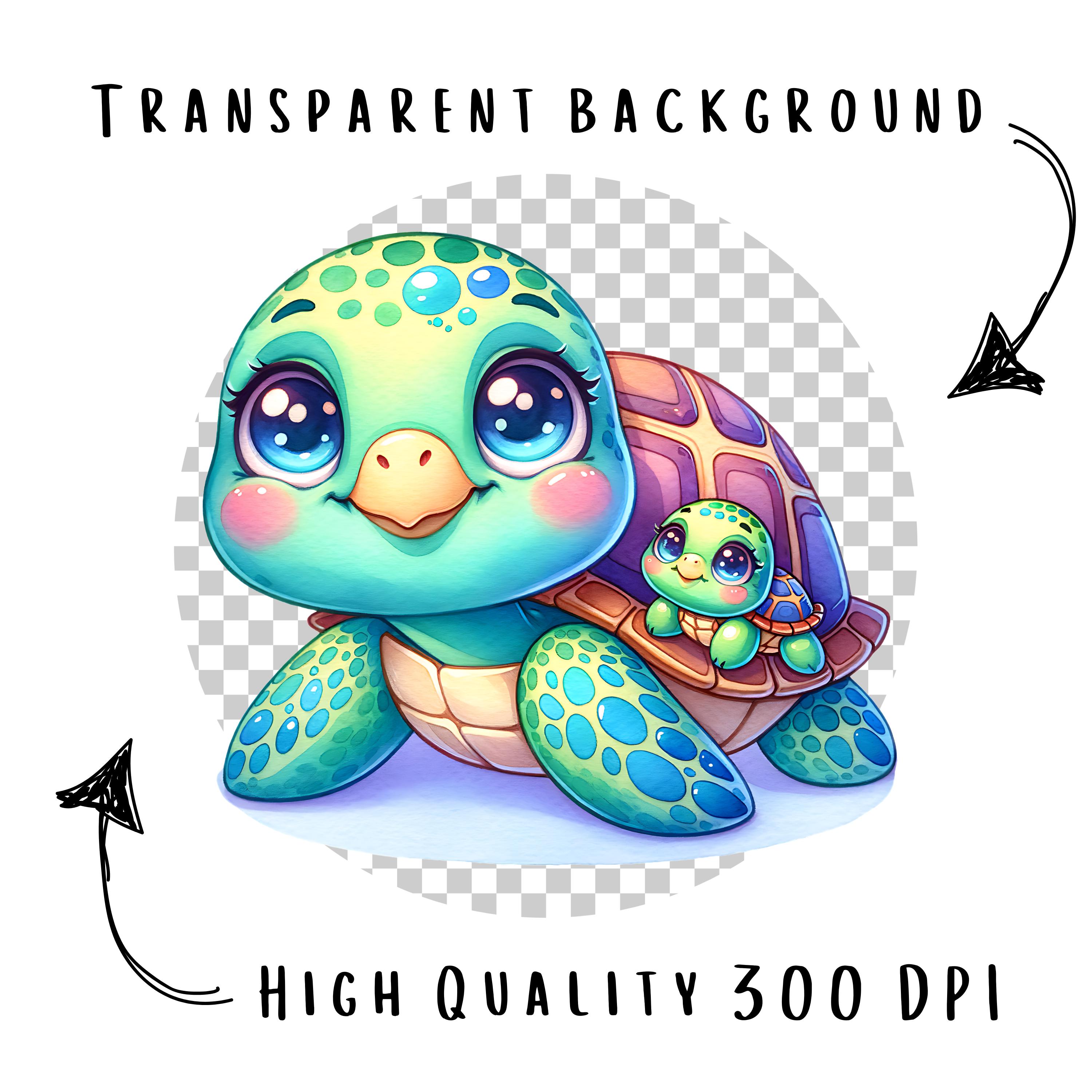 Mama Turtle Clipart Bundle 15 PNG Cute Watercolor Baby Turtle Digital ...