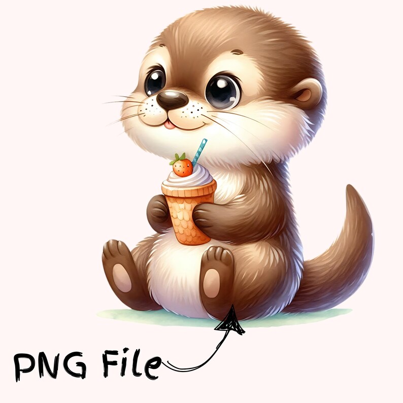 Cute Otter Clipart Bundle 15 PNG High Quality Watercolor Woodland Baby ...