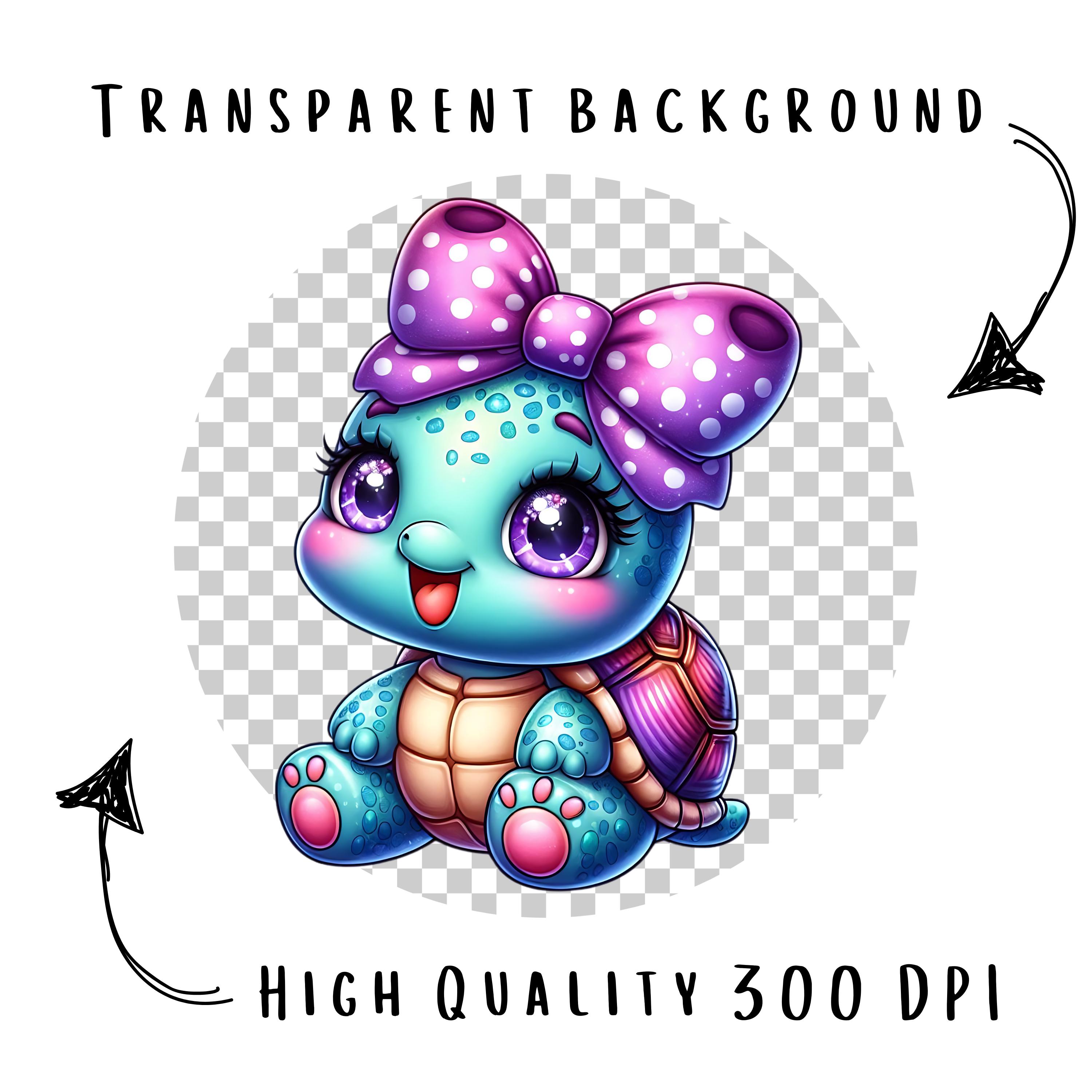Cute Turtle Girl Clipart Bundle 15 PNG High Quality Cartoon Baby Turtle ...