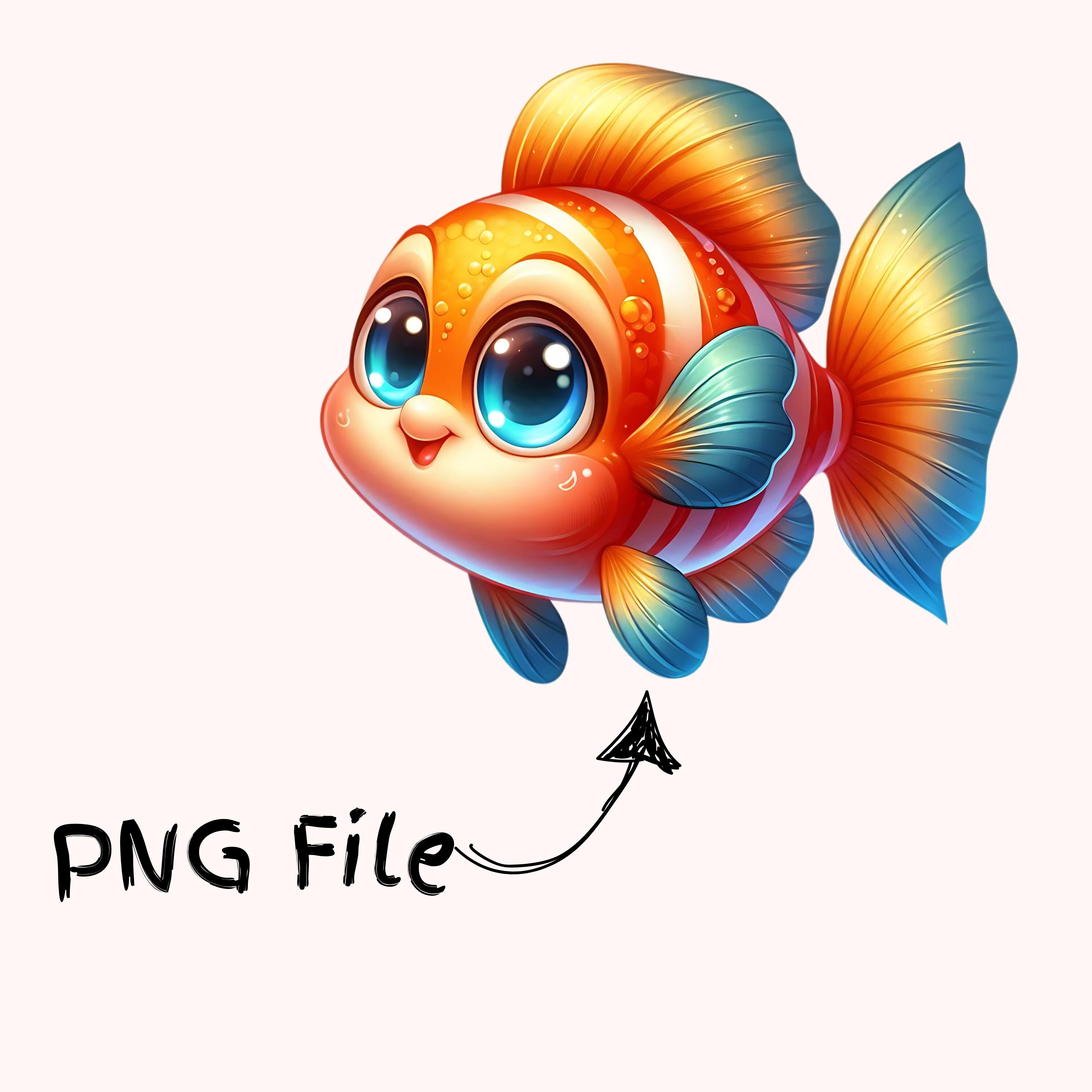 Little Fishies Clipart Bundle 20 PNG High Quality Cartoon Style Cute ...