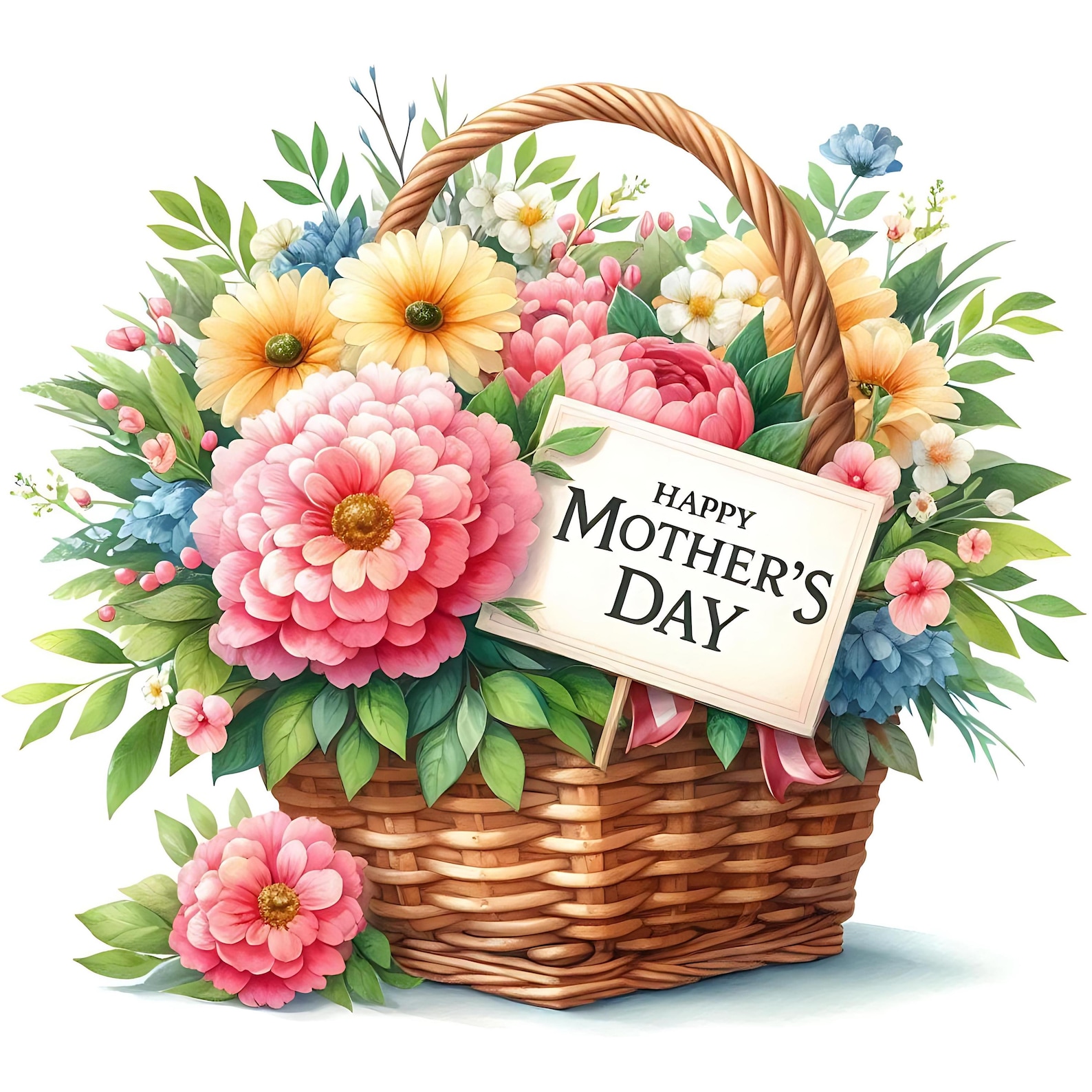 18 JPG Mother's Day Flower Basket Clipart Bundle Digital Download ...