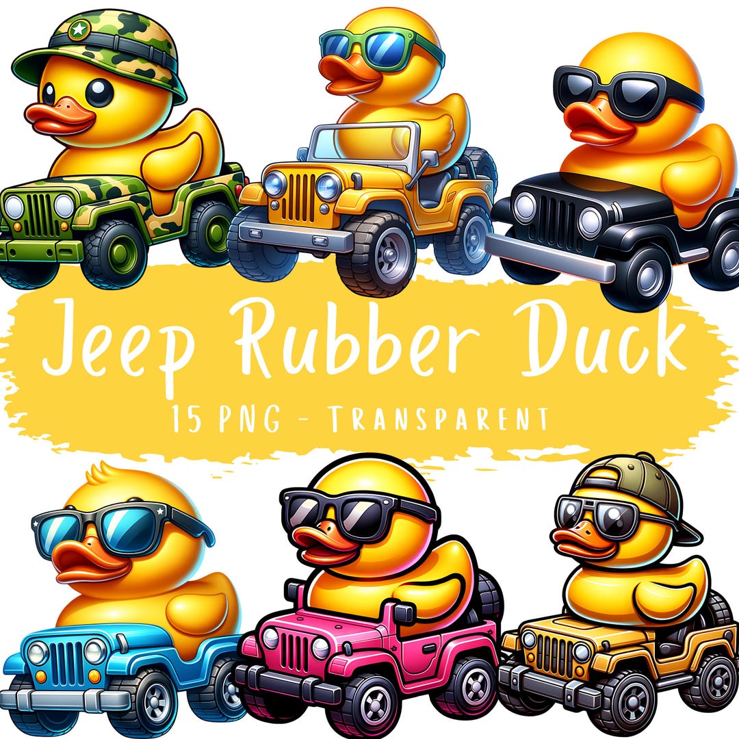 Jeep Rubber Duck Clipart Bundle 15 Png High Quality Cartoon Jeep Duck