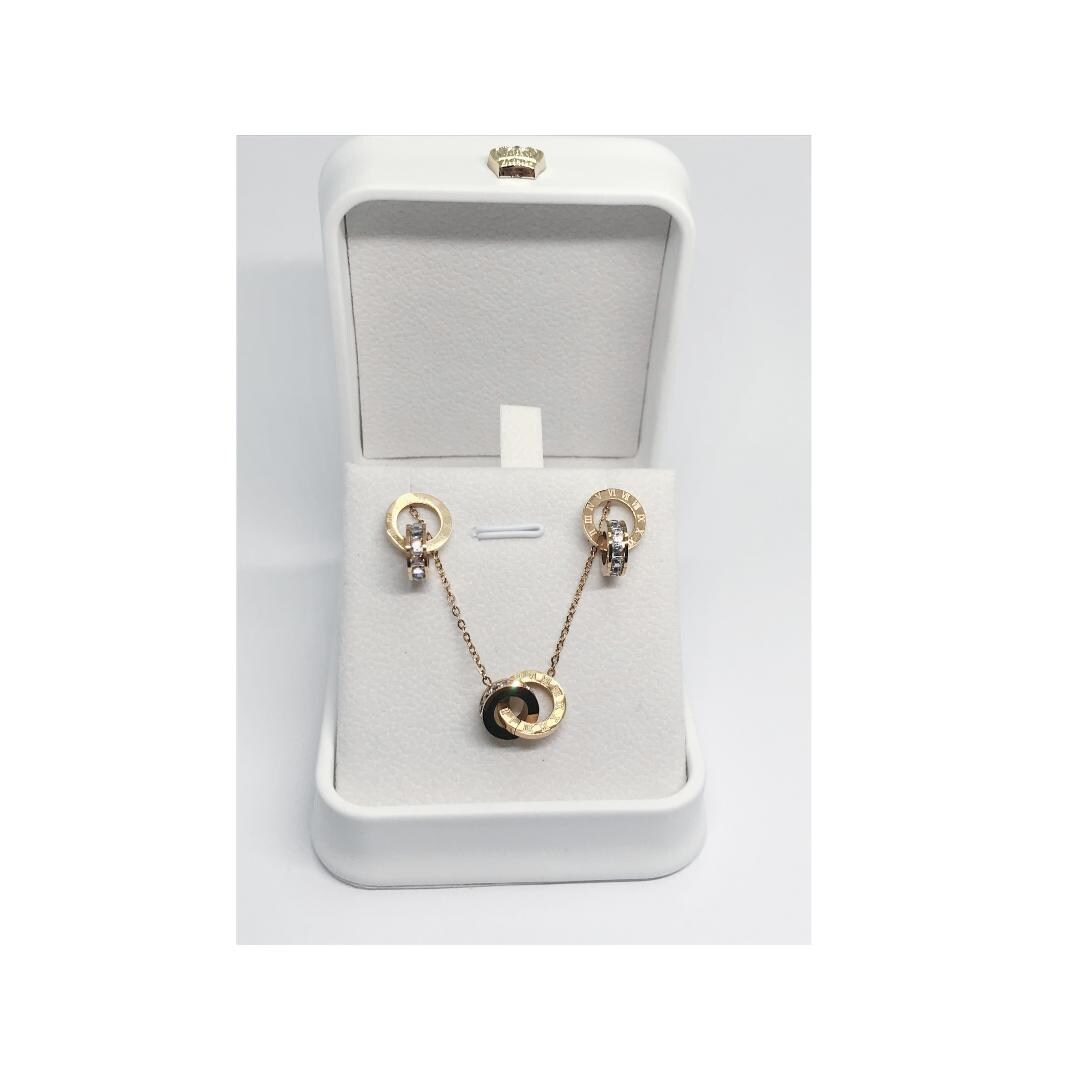Crystal Roman Numeral Jewelry Set, Stainless Steel Necklace and ...