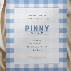 Upsherin Invitation Template- Blue Gingham, Digital Download ...