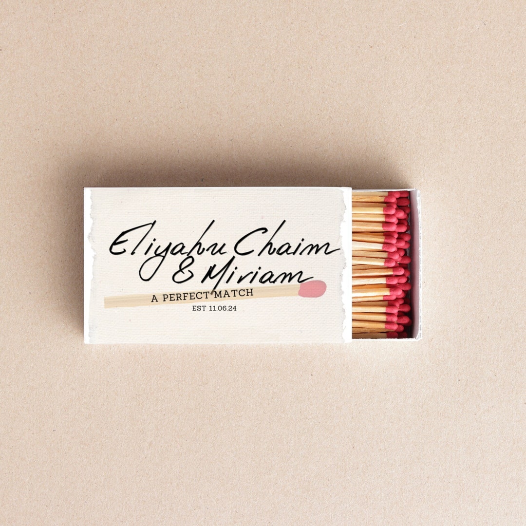 Personalized Matchbox Labels - A Perfect Match, Sheva Brachos Swag ...