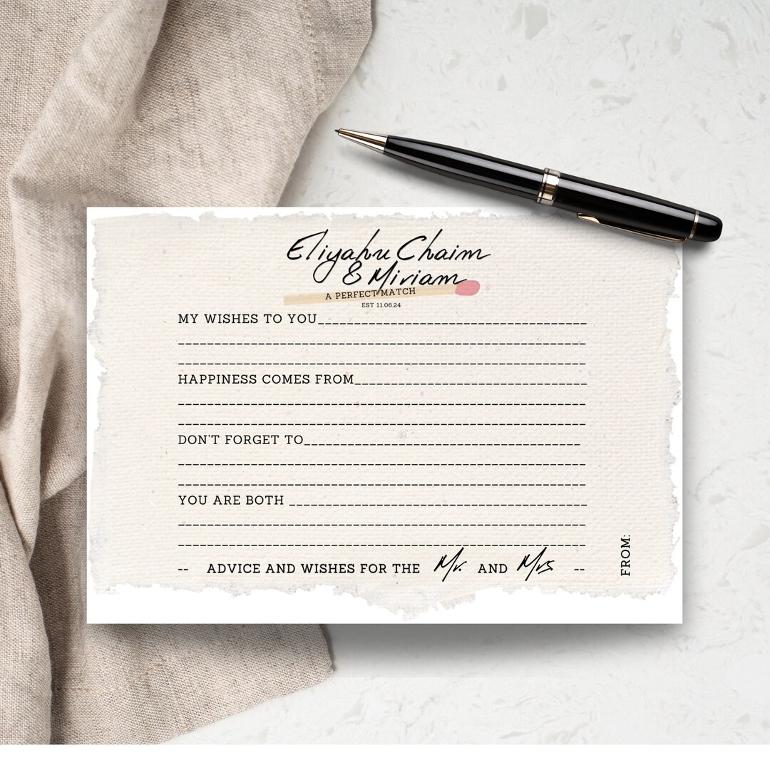 Sheva Brachos Card - A Perfect Match, Advice and Wishes for the New ...